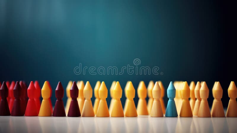 A Row of Colorful Chess Pieces Lined Up in a Line, AI Stock ...