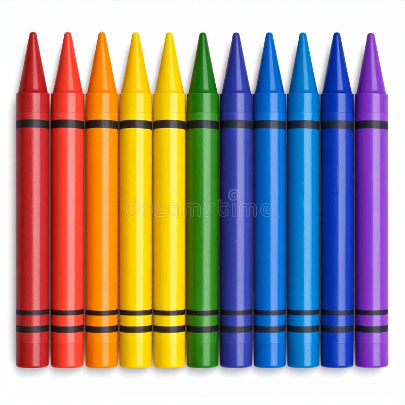 Row of Colorful Crayons on White Background Stock Illustration ...