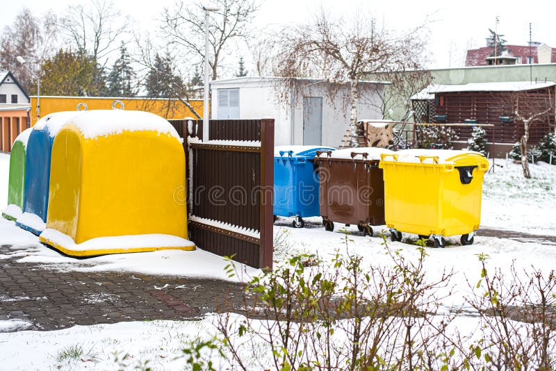 Dustbins for Selective Waste Segregation. Stock Photo - Image of glass ... Dustbins for Selective Waste Segregation. Stock Photo - Image of glass ...