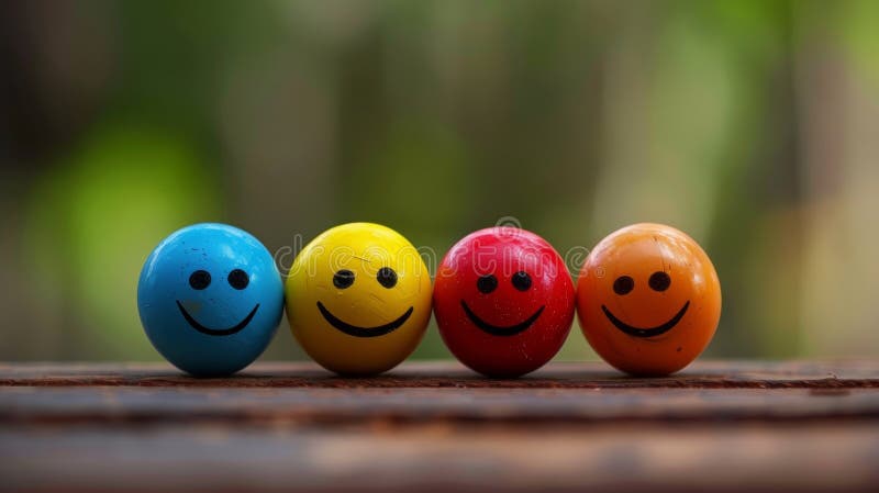 A Row of Colorful Eggs with Smiley Faces on Them, AI Stock Illustration ...
