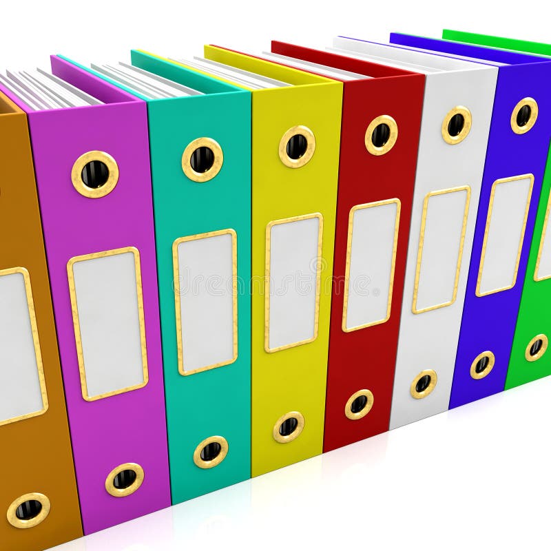 Row of Colorful Files for Getting Organized Stock Illustration ...