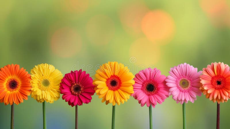 A Row of Colorful Flowers in a Row Stock Image - Image of botanical ...