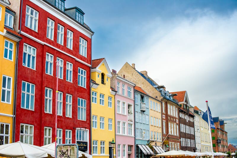 Row of Colorful Houses in Copenhague, Denmark. Editorial Photography ...
