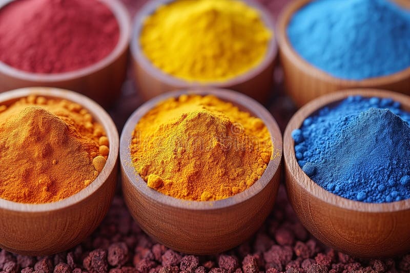 A Row of Colorful Jars with Powder Paint Stock Illustration ...