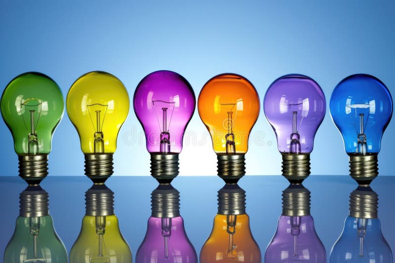 Row Colorful Light Bulbs Table Stock Photos - Free & Royalty-Free Stock ...