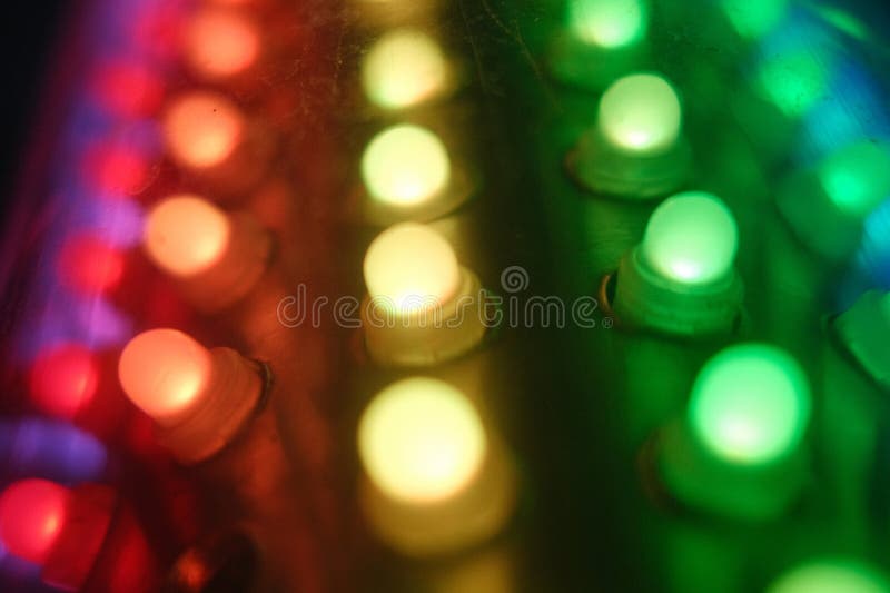 A Row of Colorful Lights are Lit Up in a Rainbow Pattern Stock Photo ...