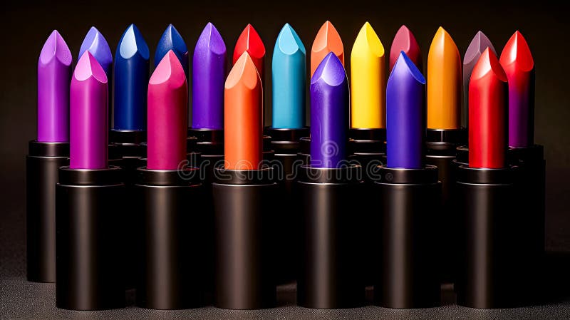 A Row of Colorful Lipsticks are Displayed on a Table. Stock Image ...
