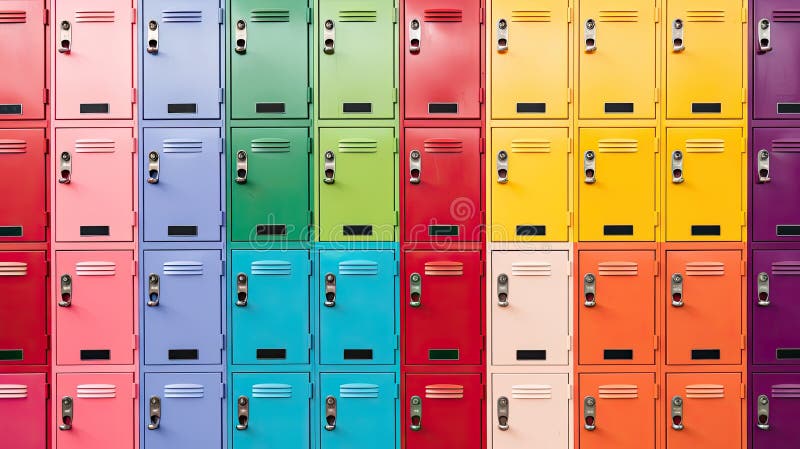 A row of colorful lockers stock illustration. Illustration of colorful ...