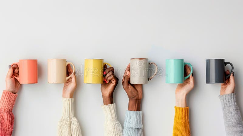 The Row of Colorful Mugs. AI Generated Stock Photo - Image of gathering ...