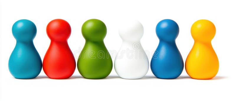Row of Colorful Pawns Isolated on White Stock Illustration ...