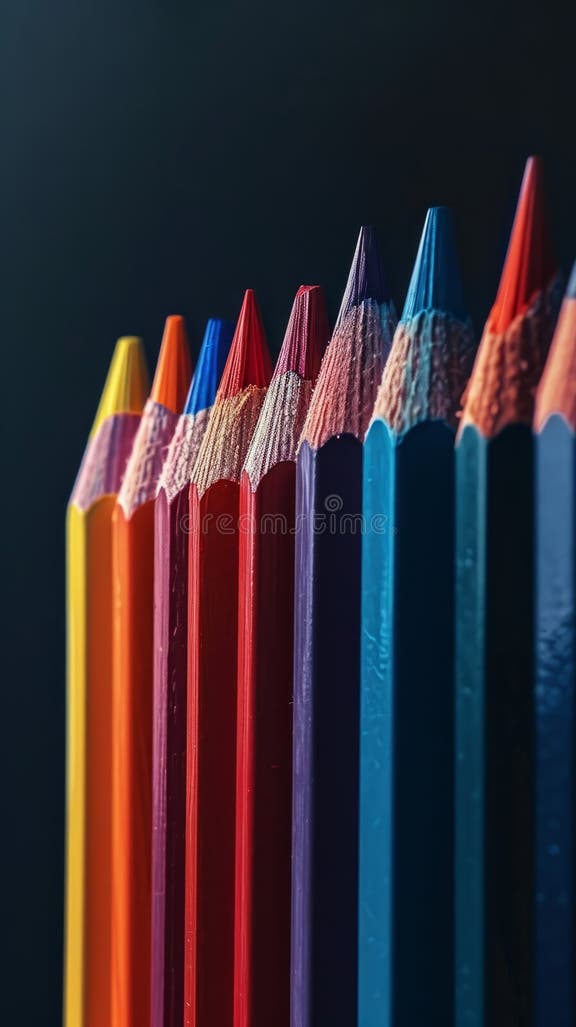 Row of Colorful Pencils in Assorted Shades for Creative Projects Stock ...