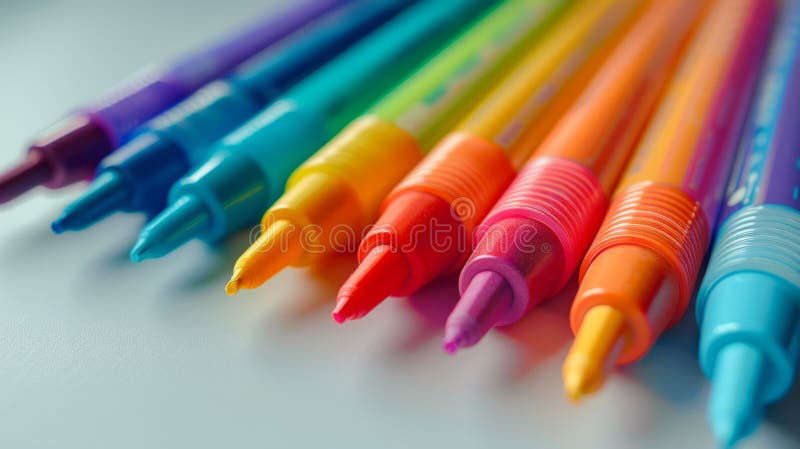 Row Colorful Pens Arranged Gradient Stock Photos - Free & Royalty-Free ...
