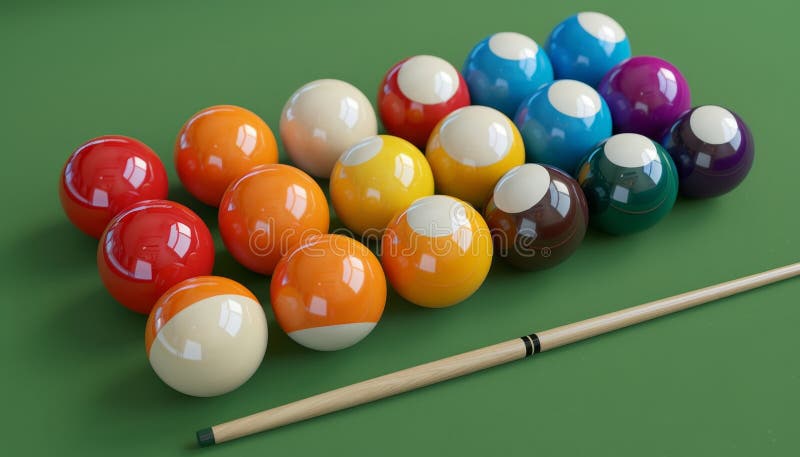 A Row of Colorful Pool Balls are Lined Up on a Table by AI Generated ...