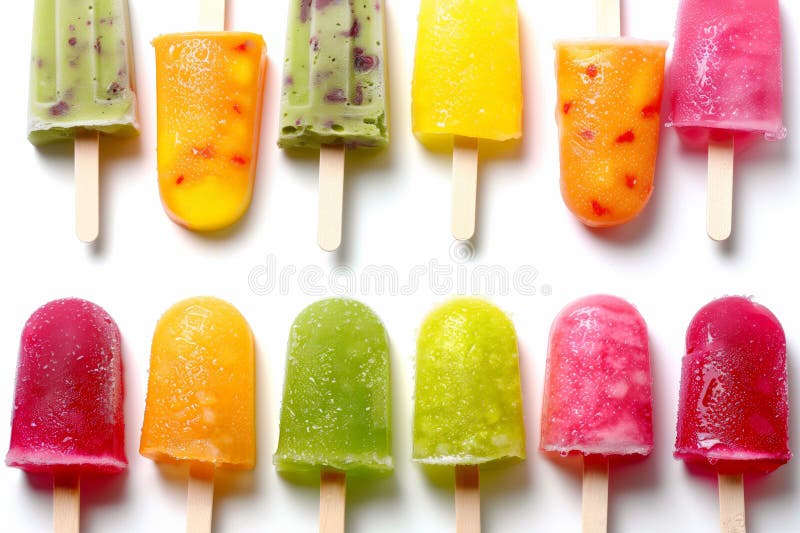 Row Colorful Popsicles Different Flavors Stock Photos - Free & Royalty ...