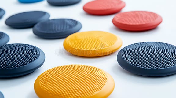 A Row of Colorful Round Objects with a Black Center Stock Image - Image ...