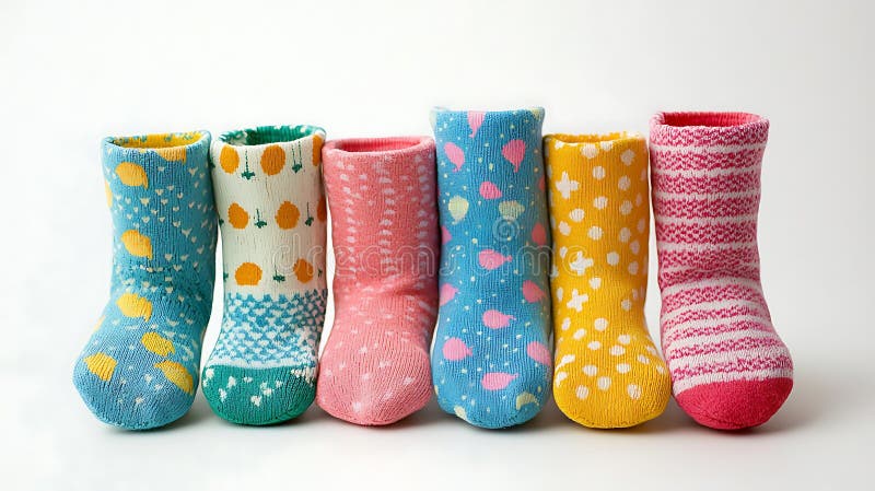 Row Colorful Socks Different Patterns Designs Stock Photos - Free ...