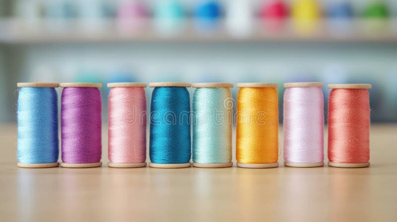 Colorful Spools of Thread stock illustration. Illustration of creation ...