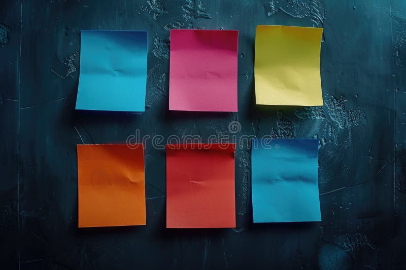 A Row of Colorful Sticky Notes are Arranged on a Black Surface. the ...