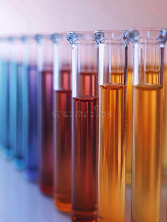 Row of Colorful Test Tubes with Liquids in a Laboratory. Stock Image ...