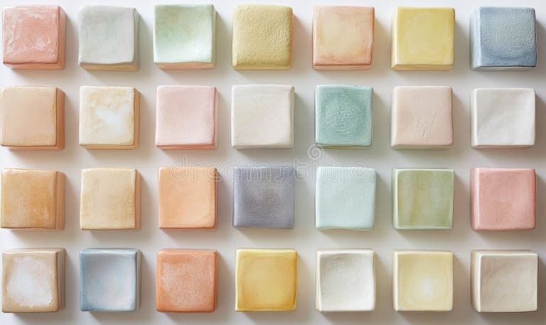 A Row of Colorful Tiles with a White Background Stock Photo - Image of ...
