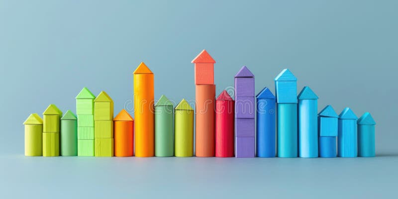 A Row of Colorful Wooden Blocks Stacked in Ascending Order, Creating a ...