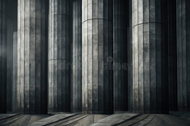 A Row of Columns in a Black and White Photo Stock Photo - Image of ...