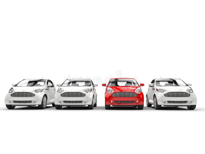 Row of Compact Cars - Red Stands Out Stock Photo - Image of engine ...