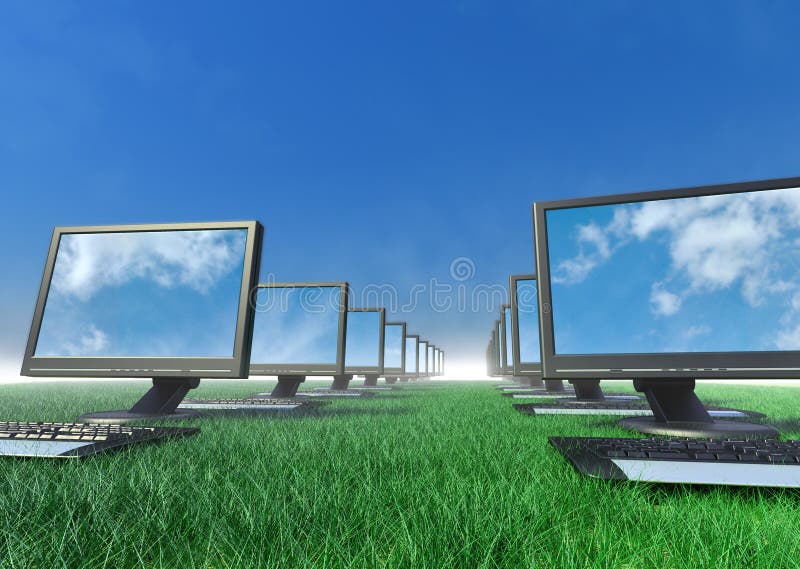 Row of computers stock image. Image of focus, studying - 5450853