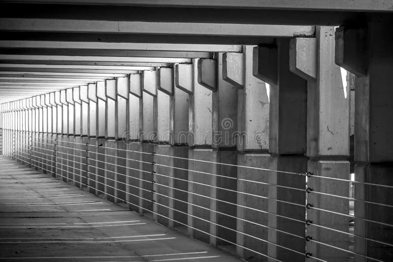 Row of Concrete Columns of a Large Parking Empty Garage Stock Image ...