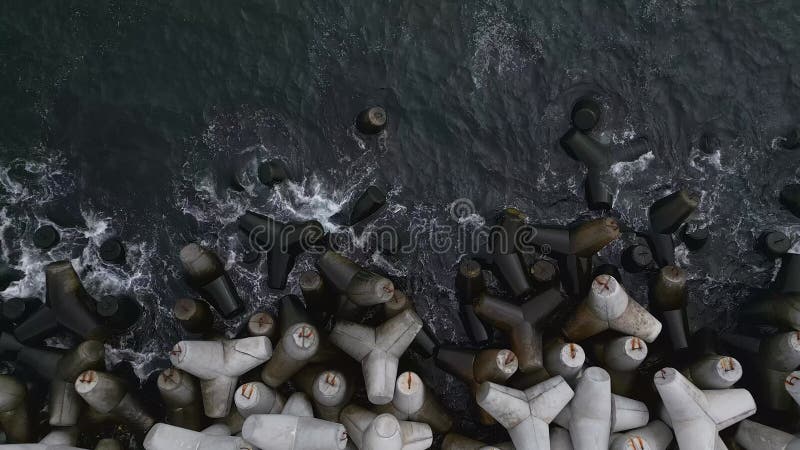 Rows of Concrete Blocks Along Beach Stock Video - Video of ocean, rows ...