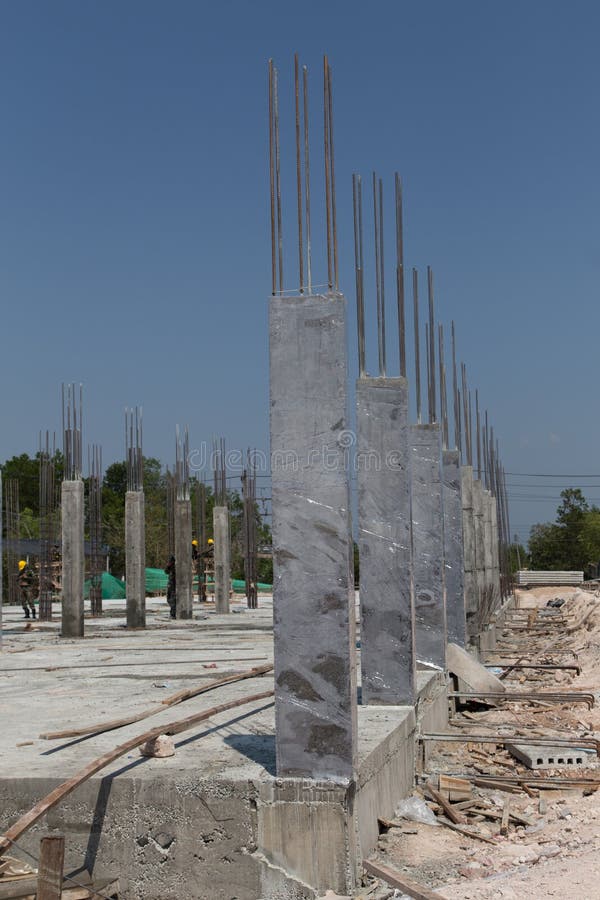 Row of Concrete Pillar Architecture for Building Construction Stock ...