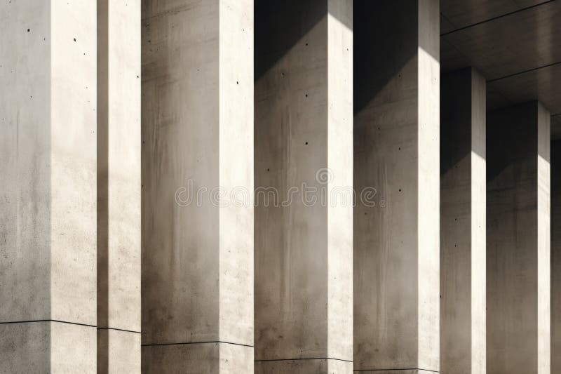 Row of Concrete Pillars Supporting the Structure of a Building Stock ...