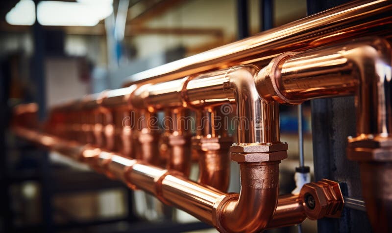 A Stunning Display of Copper Piping Alongside a Majestic Structure ...
