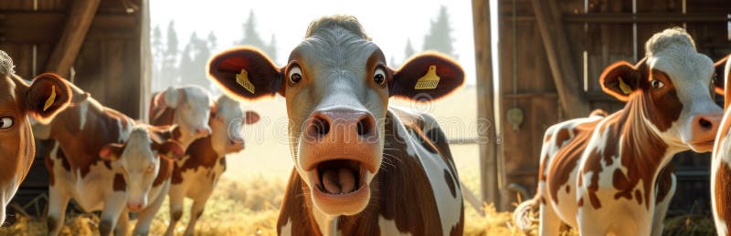 Row of Cows Standing by Edge of Large Paddock Inside Contemporary ...