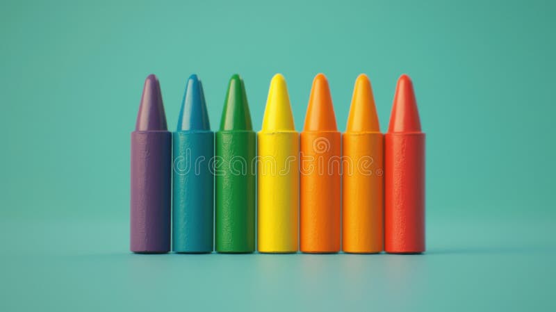 A Row of Crayons are Lined Up in a Rainbow Pattern Stock Illustration ...