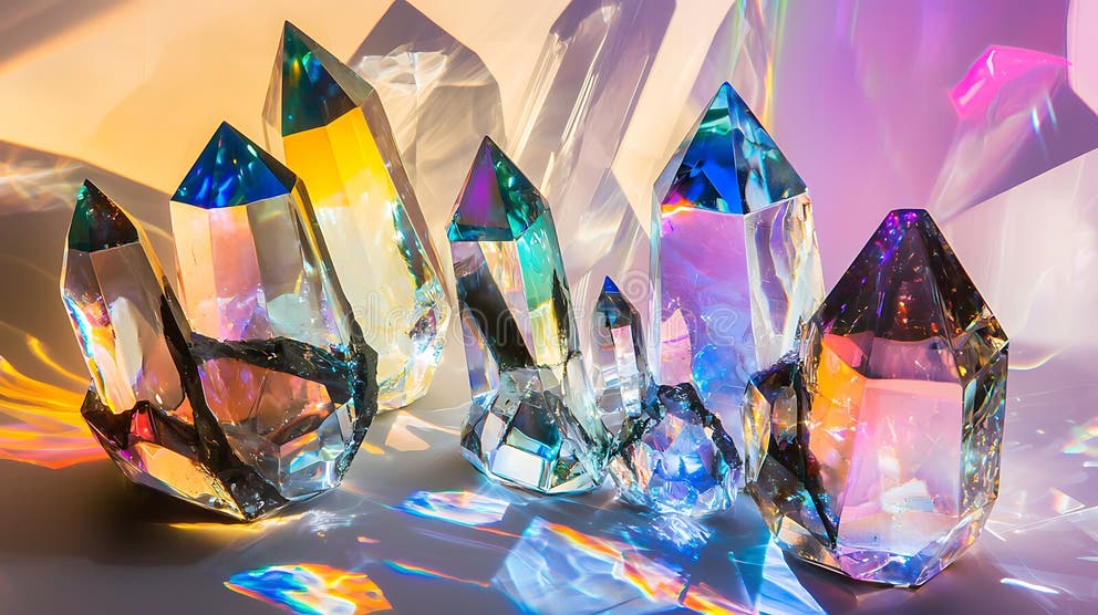 A Row of Crystal Shaped Like a Pyramid Stock Image - Image of digital ...