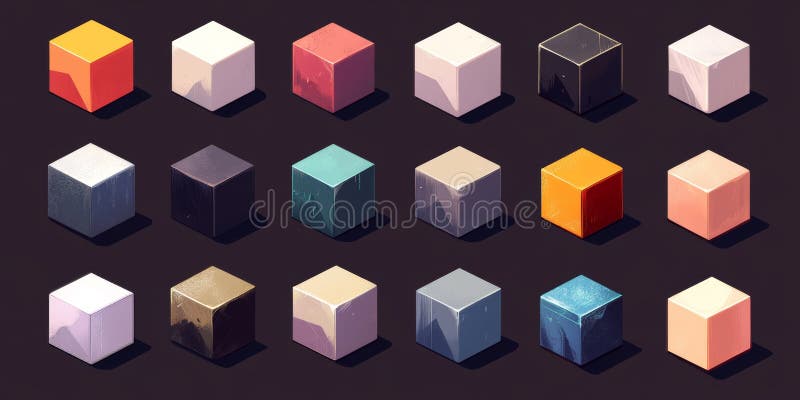 A Row of Cubes with Different Colors Stock Illustration - Illustration ...