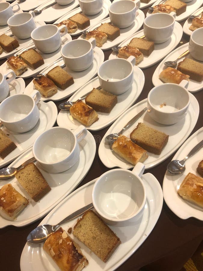 Row Cup of Coffee Ready To Serve Stock Image - Image of restaurant ...