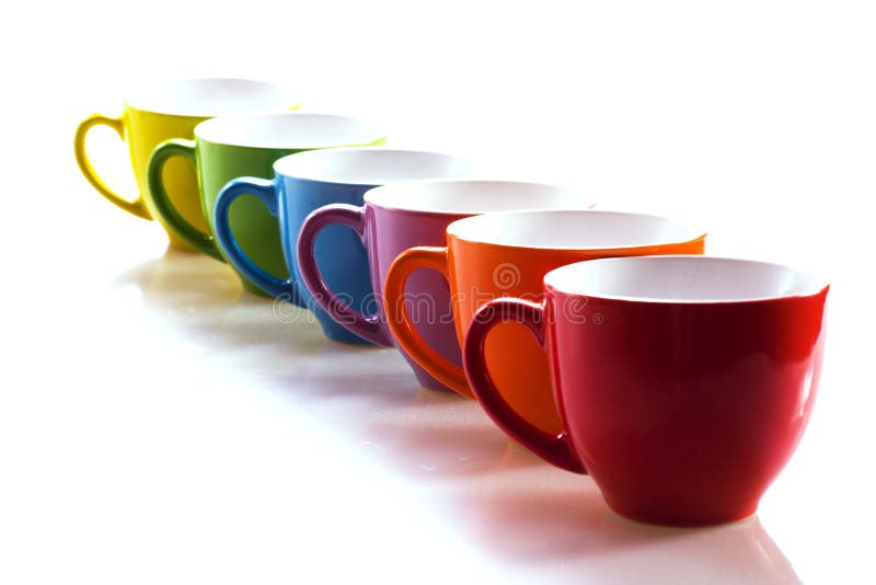 Row of Colorful Coffee Cups Stock Photo - Image of mugs, pink: 2132108