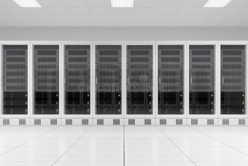 Row of Data Racks in Server Room Stock Illustration - Illustration of ...