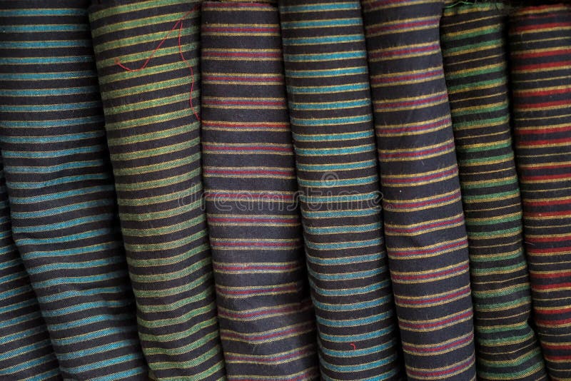 Row of Decent Traditional Strip Pattern Fabric Textile Rolls in Local ...