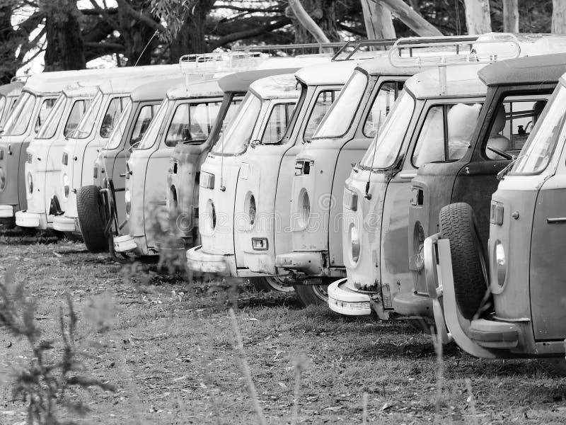 Row of Defunct and Run Down Desolate Vans of All Type Stock Photo ...