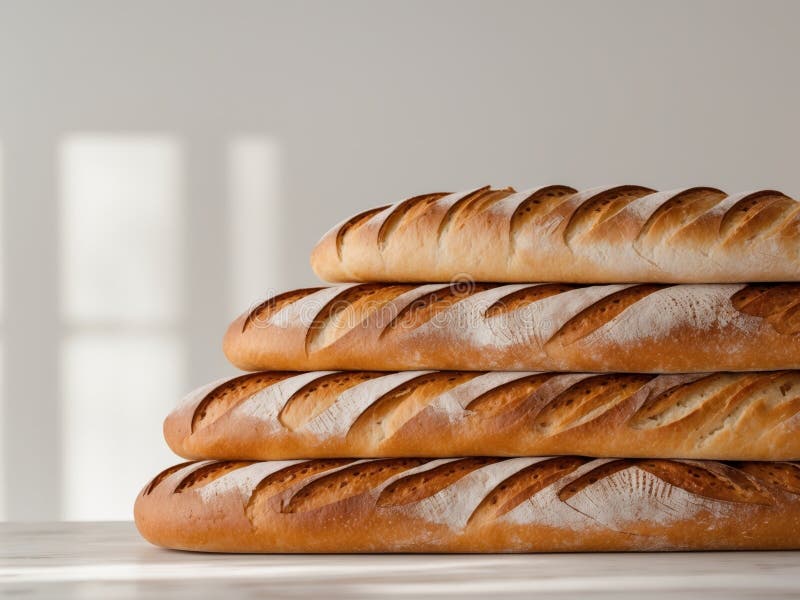 A Row of Delicious Bread Loaves Stacked on Each Other Stock Image ...
