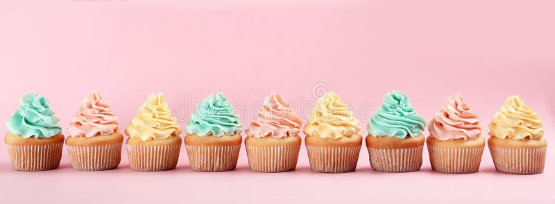 Cupcakes in a row stock image. Image of dessert, birthday - 4902477