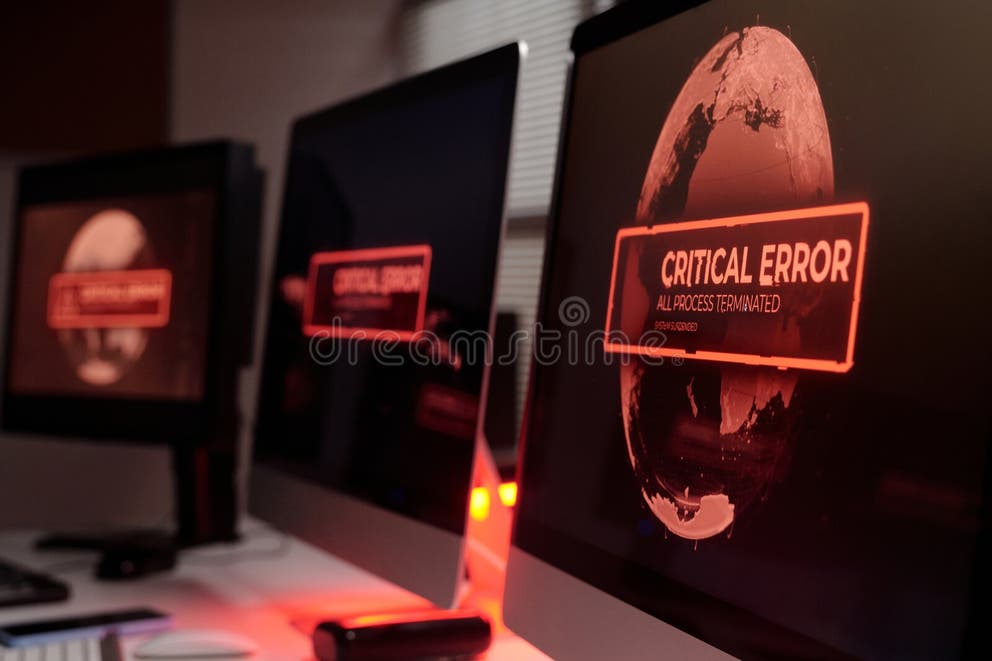 Monitors with Critical Error on Screens Stock Image - Image of online ...