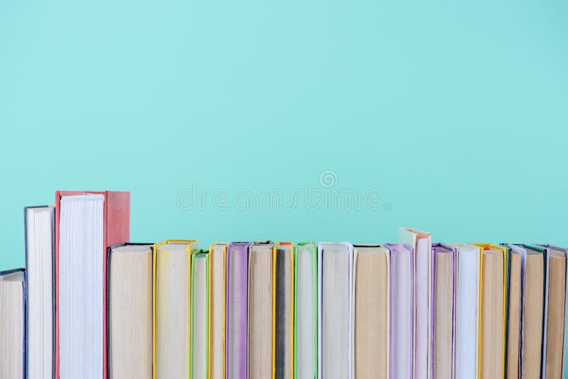 Row of Different Colored Books Stock Photo - Image of homework, science ...