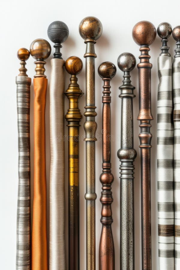 A Row of Different Colored Curtain Rods on a White Wall. Perfect for ...