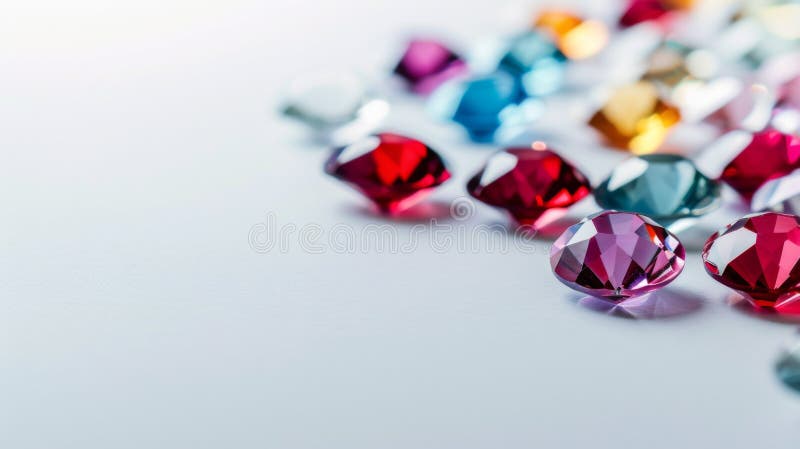 Row of Different Colored Diamonds on White Surface Stock Image - Image ...
