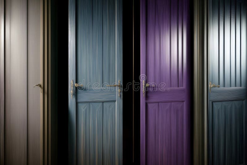 A Row of Different Colored Doors in a Room. Generative AI Stock ...