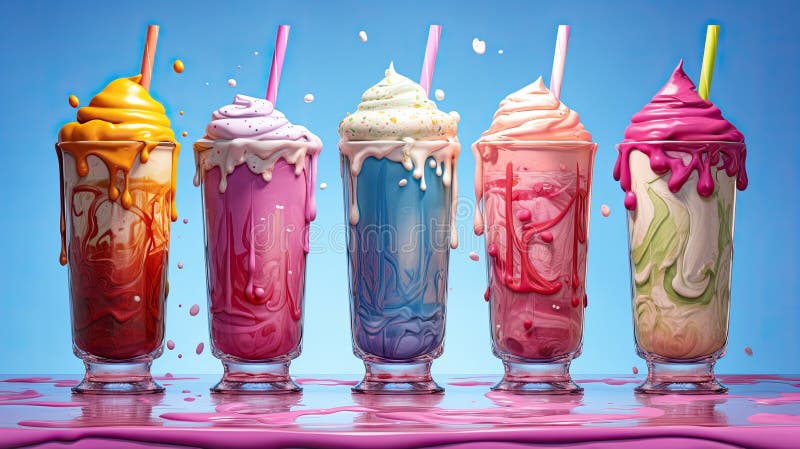 A Row of Different Colored Milkshakes on a Table. Generative AI Image ...